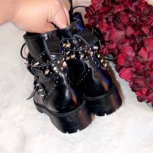 Zara | Shoes | Zara Stud Crystal Leather Moto Boot | Poshmark
